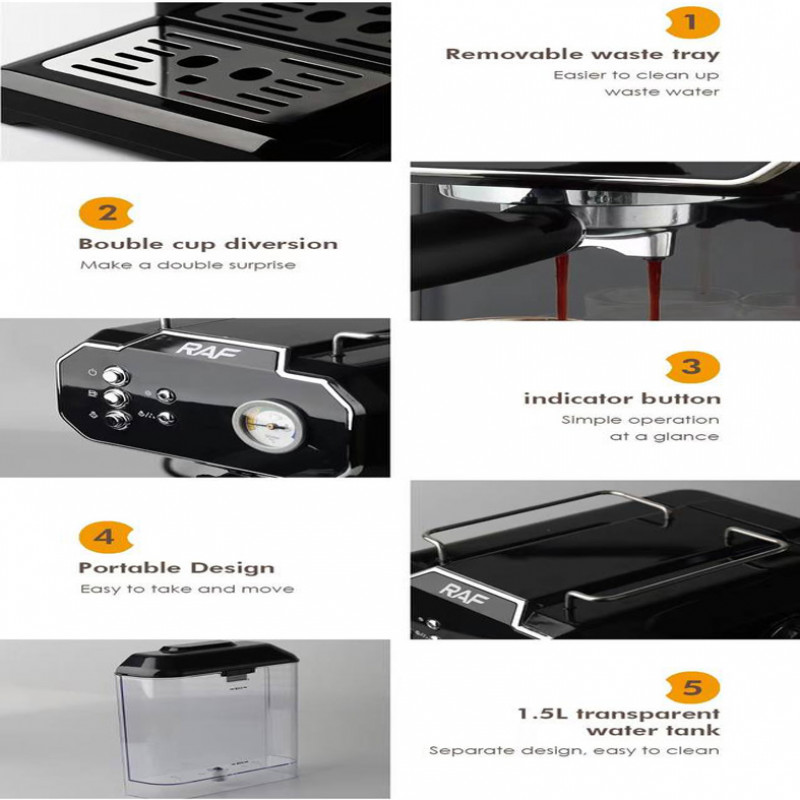 Automatic Coffee Machine commercial espresso 1.5L 850W RAF R-104